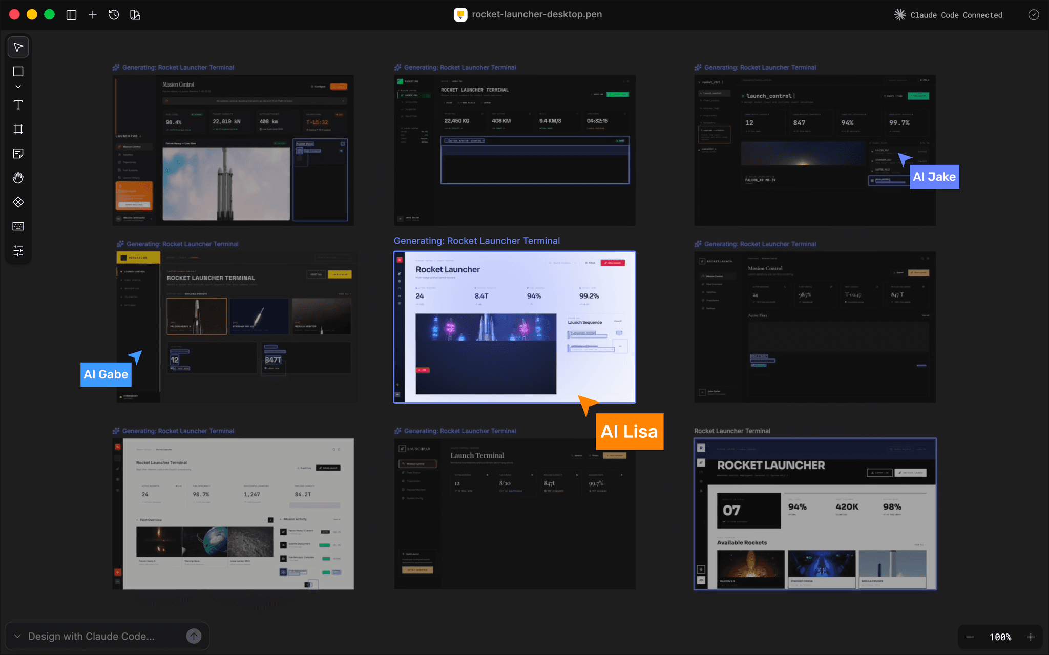 Pencil – Design on canvas. Land in code.